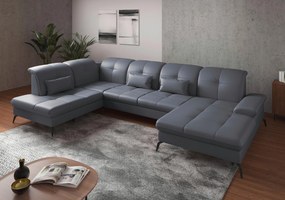 XXXLutz SEDACÍ SOUPRAVA, textil, kůže, šedomodrá Sit & More - Sedací soupravy - 00014401175Z