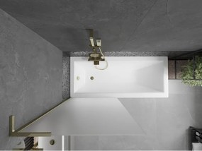 Mexen Next L, 1-křídlová vanová zástěna 80 x 150 cm, 6mm sklo námraza, zlatý lesklý profil, 895-080-000-03-30-50