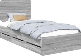 Rám postele s čelo Šedá Sonoma 75 x 190 cm Inženýrské dřevo 3412649