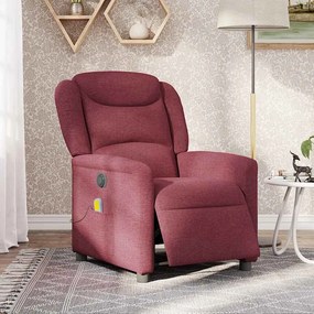 Elektrické masážní polohovací křeslo vínové textil 3303187