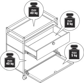 Tchibo - Kovová komoda »Cn3« s 1 zásuvkou - barva: černá