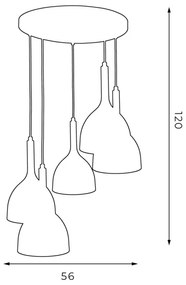 Lustr na lanku NOAK WOOD 5xE27/15W/230V bílá/buk