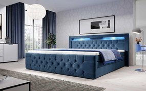 Boxspring postel GLORIA s úložným prostorem a LED, samet Velikost postele: 120 × 200 cm, Barvy sametu: Hnědý samet, Výběr matrace: Oboustranná…