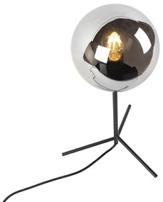 Stolní lampa v art deco stylu černá s kouřovým sklem 45,5 cm - Pallon