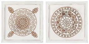 Ručně vyřezávané nástěnné panely 2 ks MDF 40 x 40 x 1,5 cm