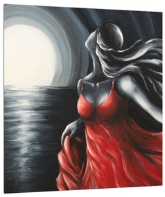 Obraz ženy v červených šatech (30x30 cm)