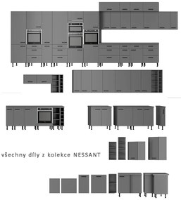 NESSANT se | dolní skříňka 60 D 3S se zásuvkami PREMIUM BOX | 60 cm | šedá
