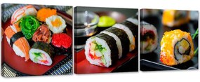 Gario Sada obrazů na plátně Barevné sushi - 3 dílná Rozměry: 90 x 30 cm