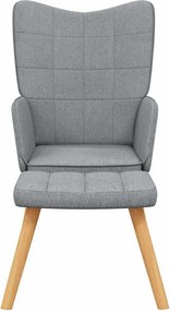 Relaxační křeslo se stoličkou světle šedé textil 327930