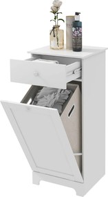 HOMCOM Koupelnová skříňka s skládacím košem na prádlo, úložná skříňka se šuplíkem - 40D x 40Š x 90,5V cm - Bílá | Aosom