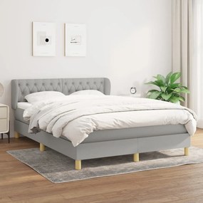 Box spring postel s matrací světle šedá 140 x 190 cm textil,  3127037