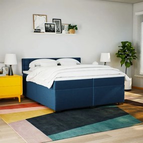 Box spring postel s matrací modrá 200x200 cm textil 3288315