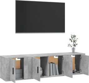 3dílný set TV skříněk betonově šedý kompozitní dřevo 3188402