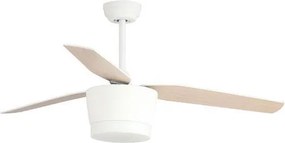NV 5260261 Stropní ventilátor se světlem MONSOON tělo z oceli matná bílá a sklo 3ABS dřevěné listy LED 18W 3000K - NOVA LUCE