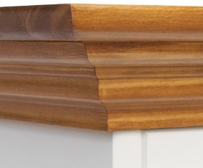Massive home | Bílá vitrína Belluno Elegante z masivu s dubovou deskou