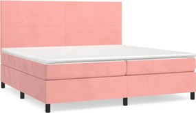 Box spring postel s matrací růžová 200x200 cm samet 3142928