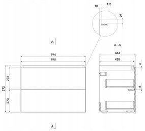 Cersanit Larga, koupelnová skříňka s umyvadlem 80x45x65 cm, bílá lesklá, S801-438