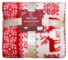 Bílá vánoční mikroplyšová deka CHRISTMAS JOY Rozměr: 160 x 200 cm