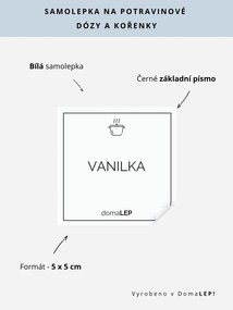 Samolepka na kořenky VANILKA bílá 5 × 5 cm základní písmo