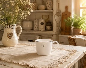 Bílý hrnek se srdíčkem Lovely Day - 12*8*7 cm / 275 ml