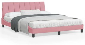 vidaXL Rám postele s LED osvětlením růžový 160 x 200 cm samet