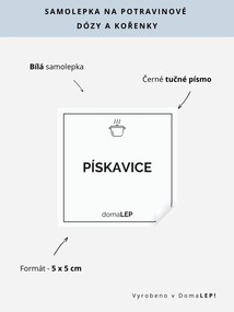 Samolepka na kořenky PÍSKAVICE bílá 5 × 5 cm tučné písmo