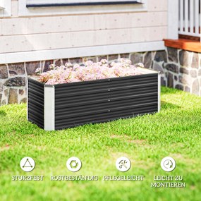 Outsunny vyvýšený ocelový zahradní záhonový truhlík 125x47x40cm uhlíkově šedý včetně rukavic na zeleninu a květiny | Aosom.de