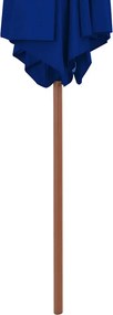 Zahradní slunečník s dřevěnou tyčí modrý 270 cm 313763