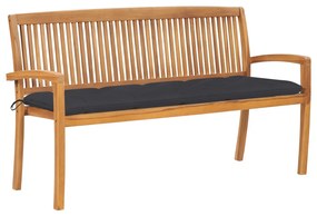 Stohovatelná zahradní lavice s poduškou 159 cm masivní teak,  3063321