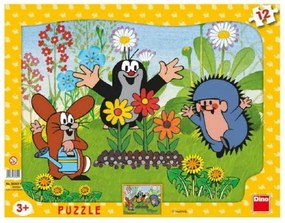 Puzzle deskové tvary Krtek zahradník 36x28cm 12 dílků