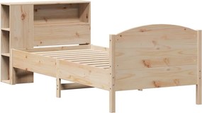 Postel s knihovnou bez matrace 75 x 190 cm masivní borovice 3323089