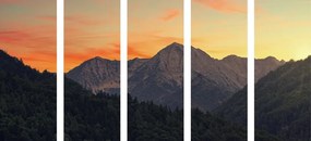 5-dílný obraz západ slunce na horách - 100x50 cm