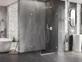 Mexen Lunar-B, pravostranný výklopný sprchový kout 100 x 100 cm, 8mm čiré sklo, bílý profil, 832-100-100-20-00-P