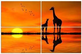 Obraz na plátně - Žirafy silueta 1919D (150x100 cm)