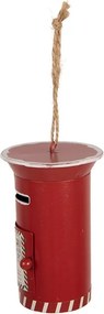 Červená kovová závěsná dekorace poštovní schránka Santa - 12*8 cm
