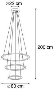 Designová závěsná lampa z oceli včetně LED třístupňového stmívatelného - Tijn