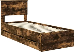 Rám postele s čelo Kouřový dub 75 x 190 cm Inženýrské dřevo 3410760