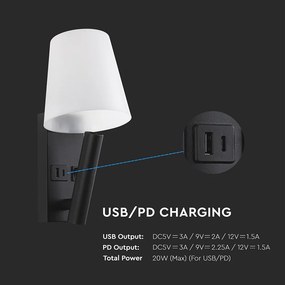 LED Solution Černé nástěnné LED svítidlo s USB/PD nabíjením 2W 240016