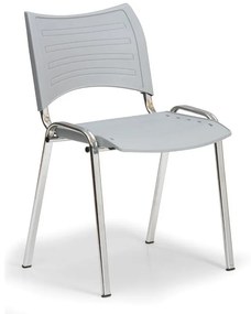 Plastová židle SMART - chromované nohy, šedá