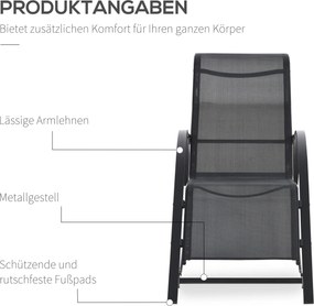 Outsunny Sada Zahradních Lehátků Metal Mesh 3-dílná Sada Lehátka se Servírovacím Stolkem Zahradní Nábytek se 2 Lehátky a 1 Bočním Stolkem Skupina Sed…