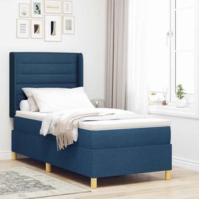Postel s boxspringem s matrací s čelo Modrá 90 x 200 cm textil 3341755