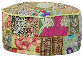 Sedací puf patchwork - zelený | 40x20 cm