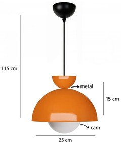 Oranžové závěsné svítidlo s kovovým stínidlem ø 25 cm Arta – Opviq lights
