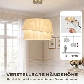 HOMCOM Elegantní závěsné svítidlo s dvojitým stínidlem, výškově nastavitelné, do obývacího pokoje, bílé