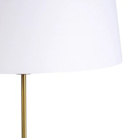 Stojací lampa bronzová s lněným stínidlem bílá nastavitelná 45 cm - Parte