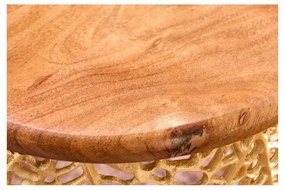 Massive home | 2SET konferenční stolek LEAF 40 CM zlatý masiv akácie
