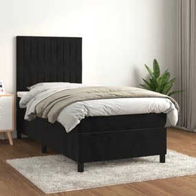 vidaXL Box spring postel s matrací 100x200 cm samet [3143132] Barva: Černá