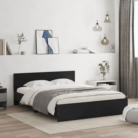 vidaXL Rám postele s čelem černý 140 x 200 cm