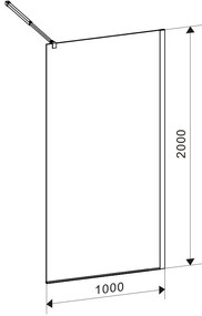 BPS-koupelny Sprchová zástěna Walk-in HYD-WI04 100 černá/transparent - bez vaničky