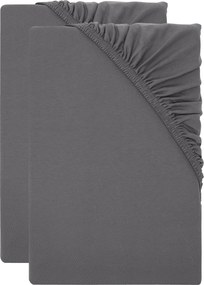 Livarno® Sada žerzejových napínacích prostěradel, 90–100 x 200 cm, 2dílná, šedá